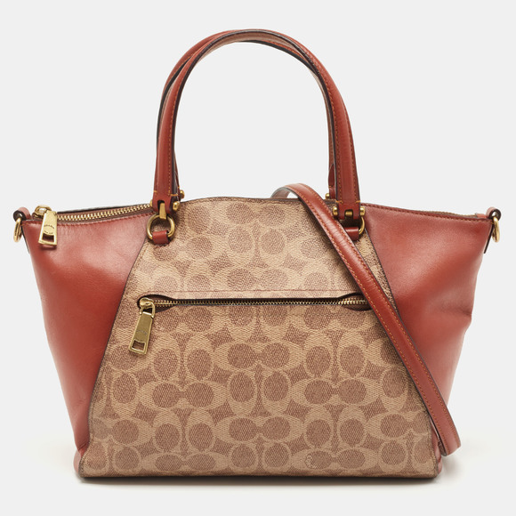 Coach | Bags | Coach Brownbeige Signature Coated Canvas And Leather Prairie Satchel | Poshmark